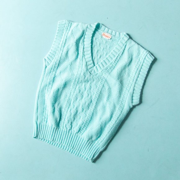 Spunky | Sweaters | Spunky Vintage 8s Turquoise Vneck Blue Thick Chunky ...